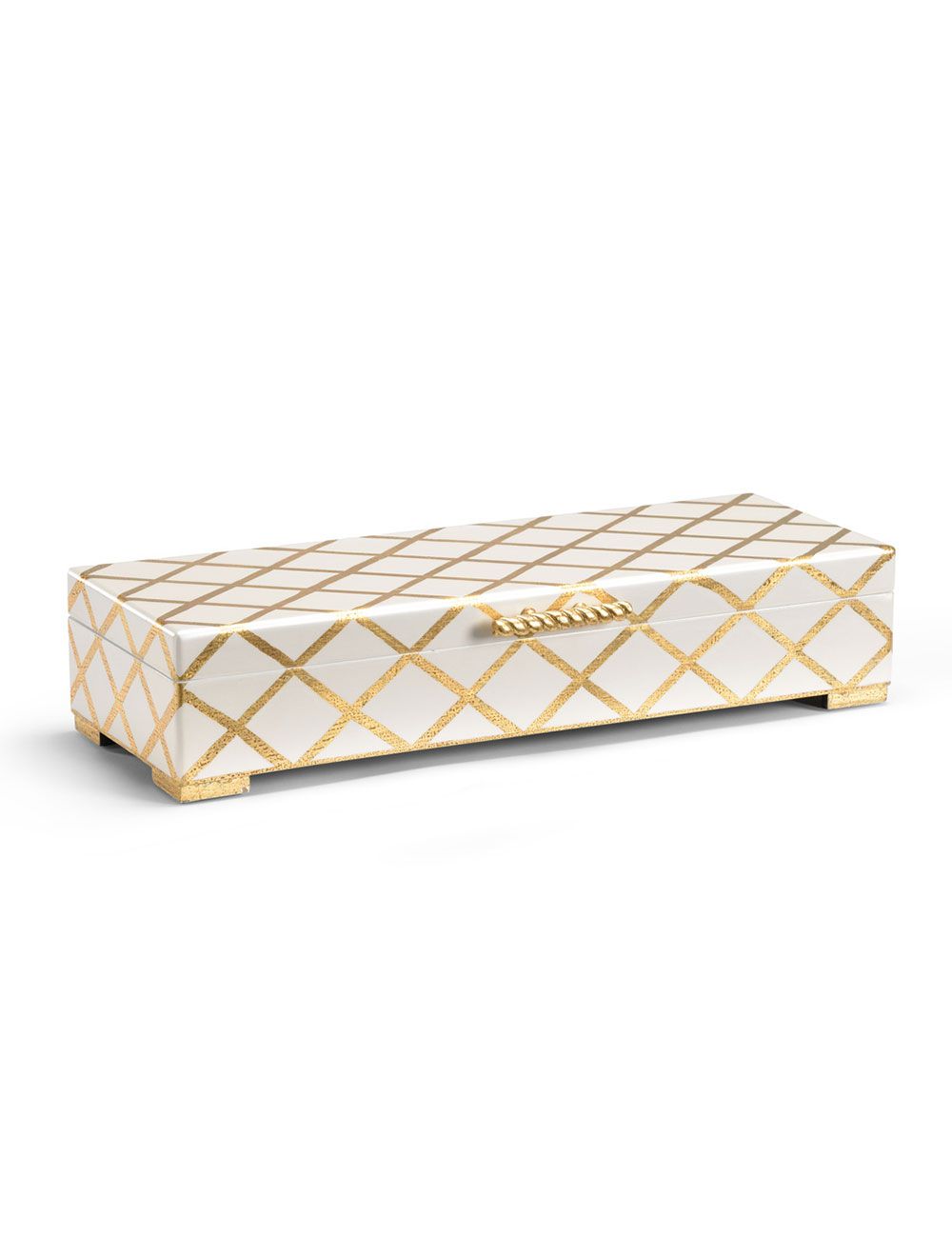 Hinged Lid Box - Gold - Geometric | Chelsea House 381858